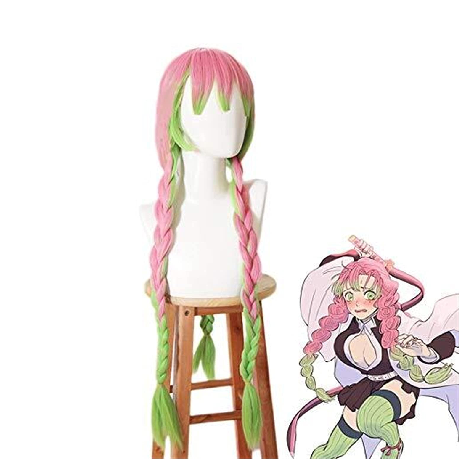 Buy Hair caps and wig Demon Slayer Kimetsu No Yaiba Kanroji Mitsuri ...