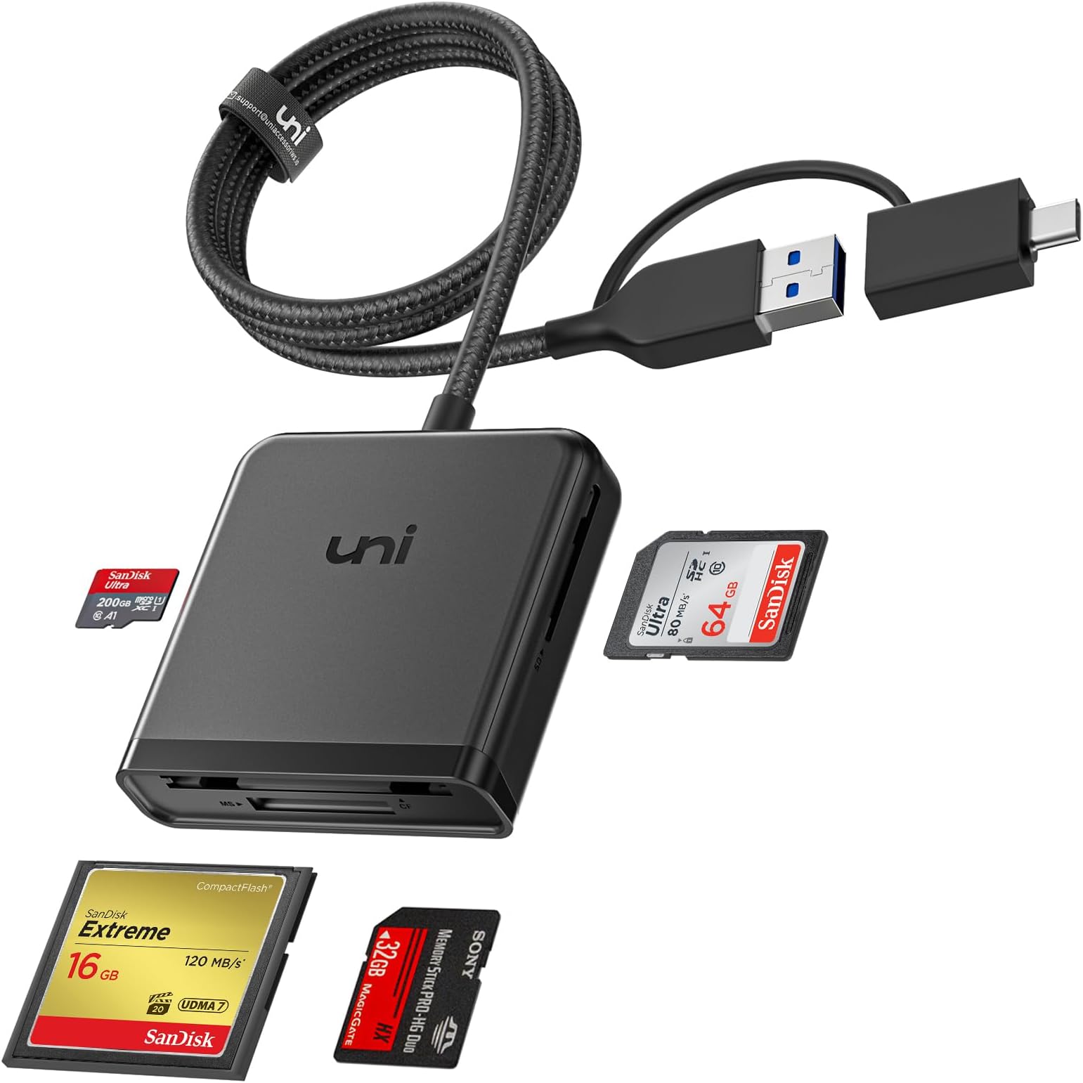 uni SD Card Reader, Memory Card Reader 4 in 1 USB C USB 3.0 Dual ...