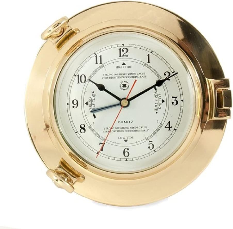 Amazon.com: Bey-Berk SQ511 Lacquered Brass Porthole Tide & Time Quartz ...