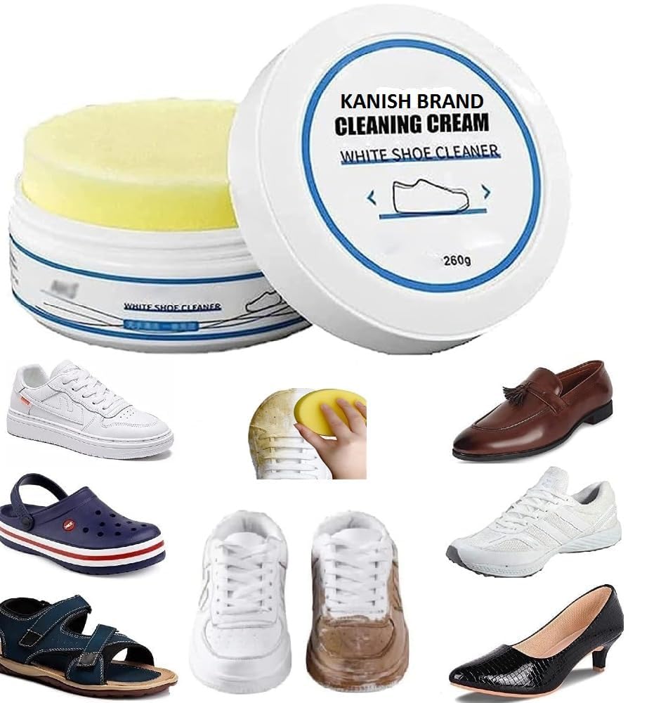 White Shoe Cleaner Cream with Sponge Instant Shoe Whitener for White ...