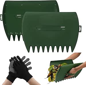 Garden Leaves Grabber with Gloves, 2PCS Handheld Garden Yard Leaf ...
