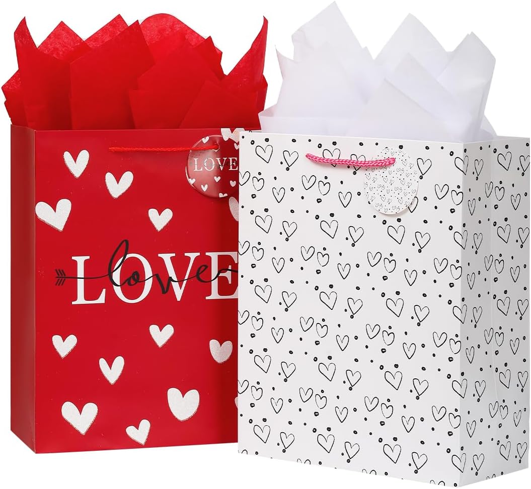 Amazon.com: Vammy 13" Large Valentine's Day Gift Bag with Tissue Paper ...