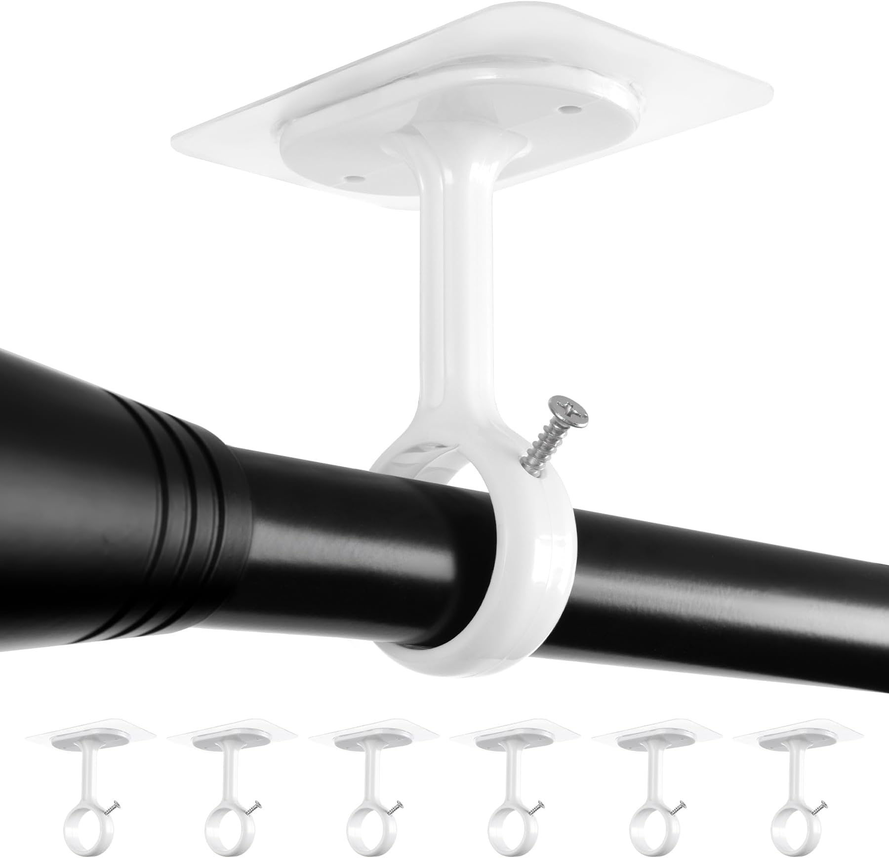 Amazon.com: 6-Pack No Drill Ceiling Curtain Rod Brackets, Heavy Duty ...