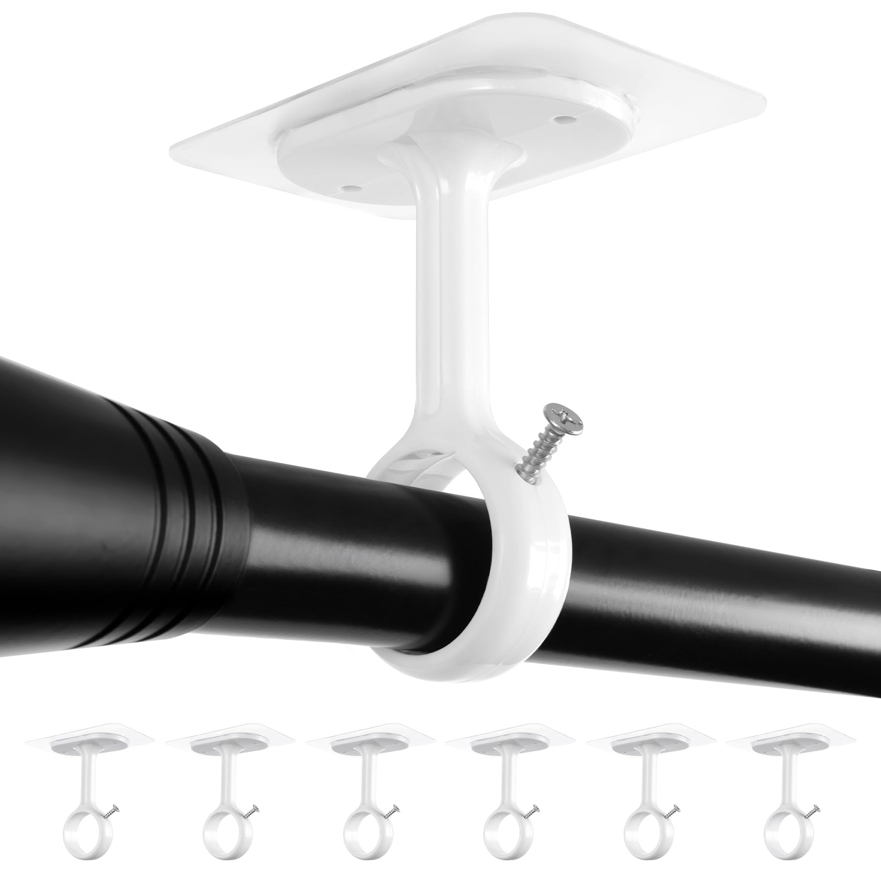 Amazon.com: 6-Pack No Drill Ceiling Curtain Rod Brackets, Heavy Duty ...