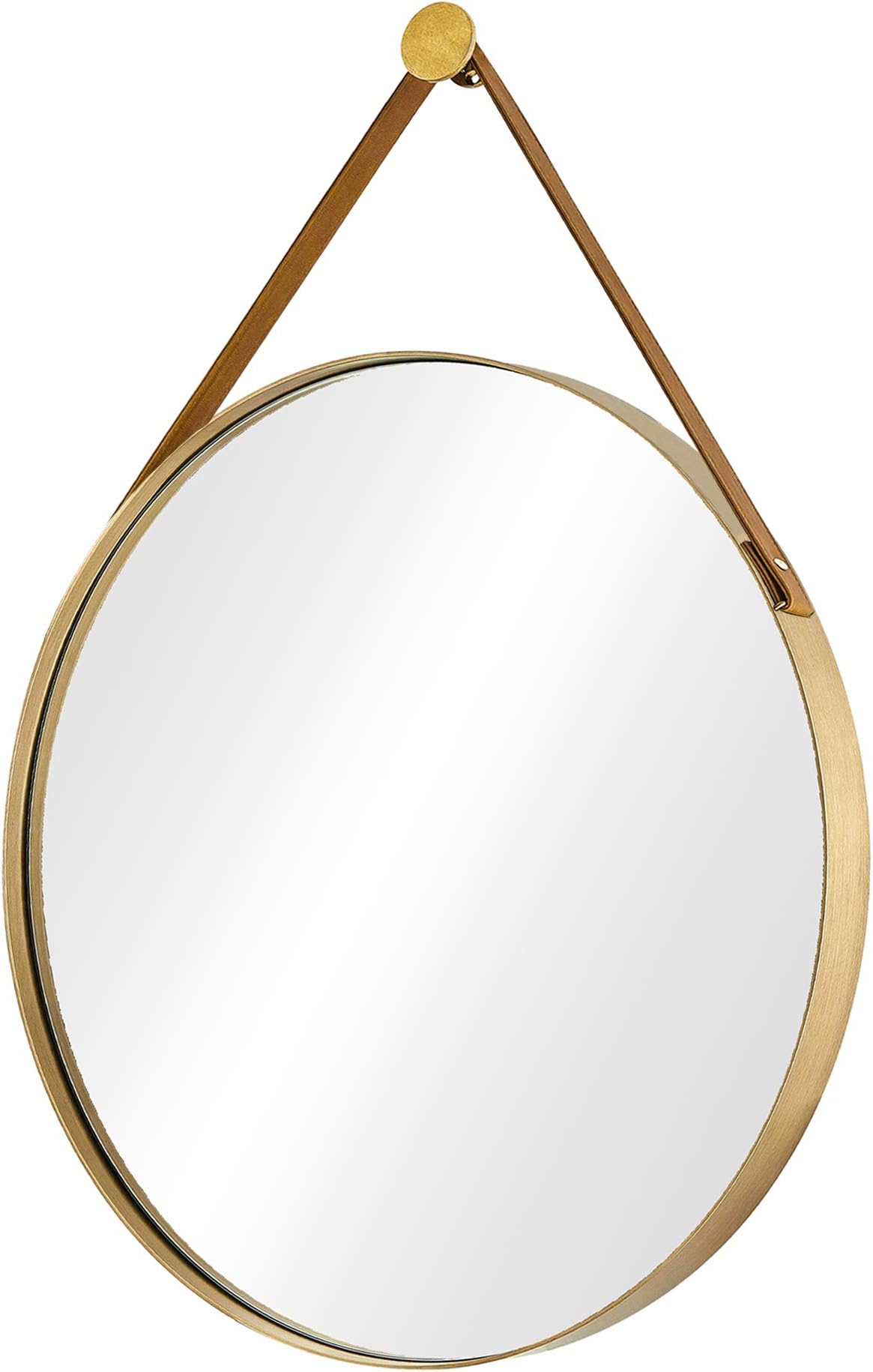 Amazon.com: Minimalist Gold Round Mirror with Leather Strap : Home ...