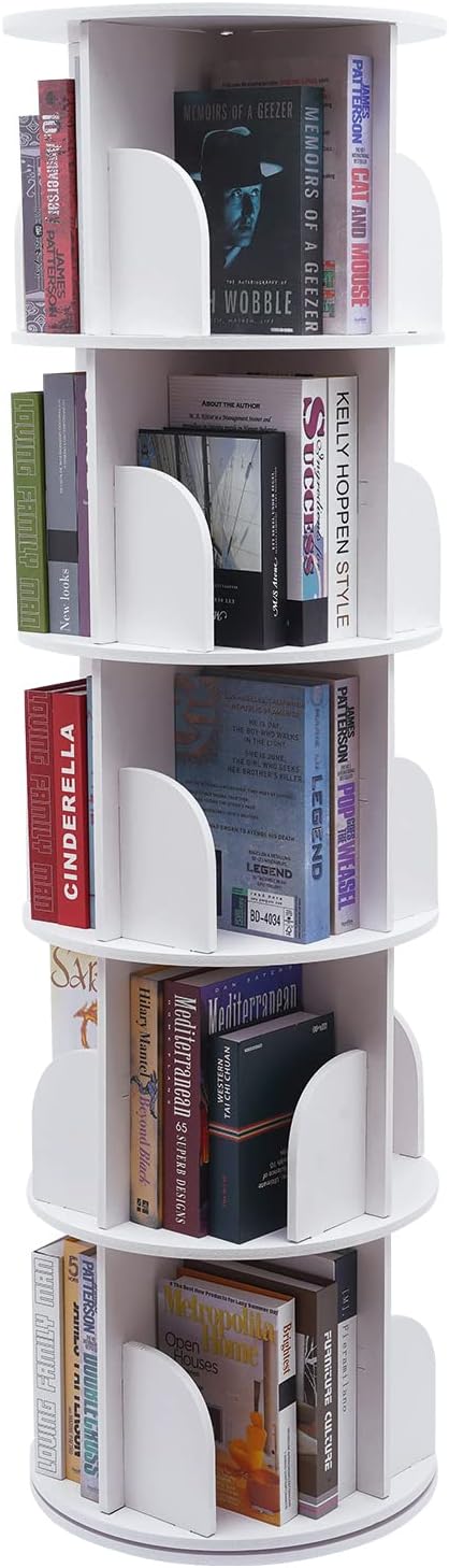 Amazon.com: ZAWAYINE 5 Tier Rotating Bookshelf 360°Revolving Bookcase ...