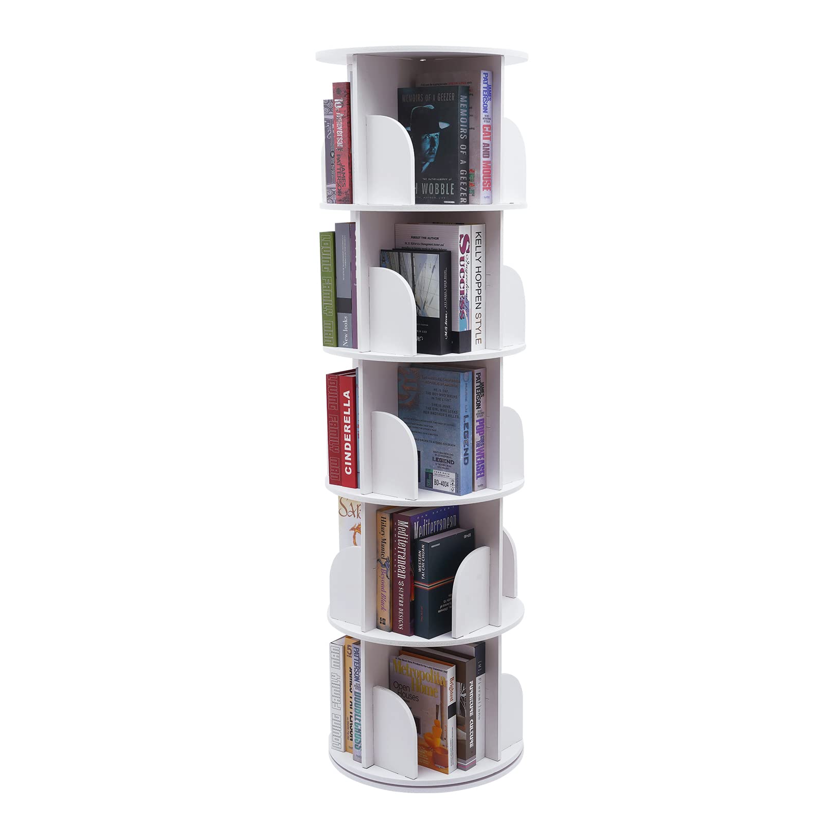 Amazon.com: 5 Tier Rotating Bookshelf,Stackable Bookshelf Organizer,360 ...