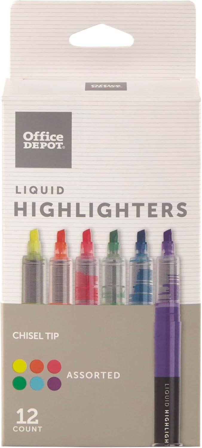 Amazon.com : Office Depot Brand(R) Liquid Ink Highlighters With Chisel ...
