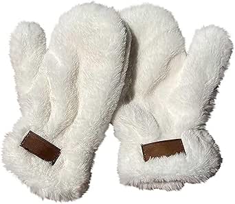 Womens Fuzzy Mittens, Warm Mittens for Women Extreme Cold, Faux Rabbit ...