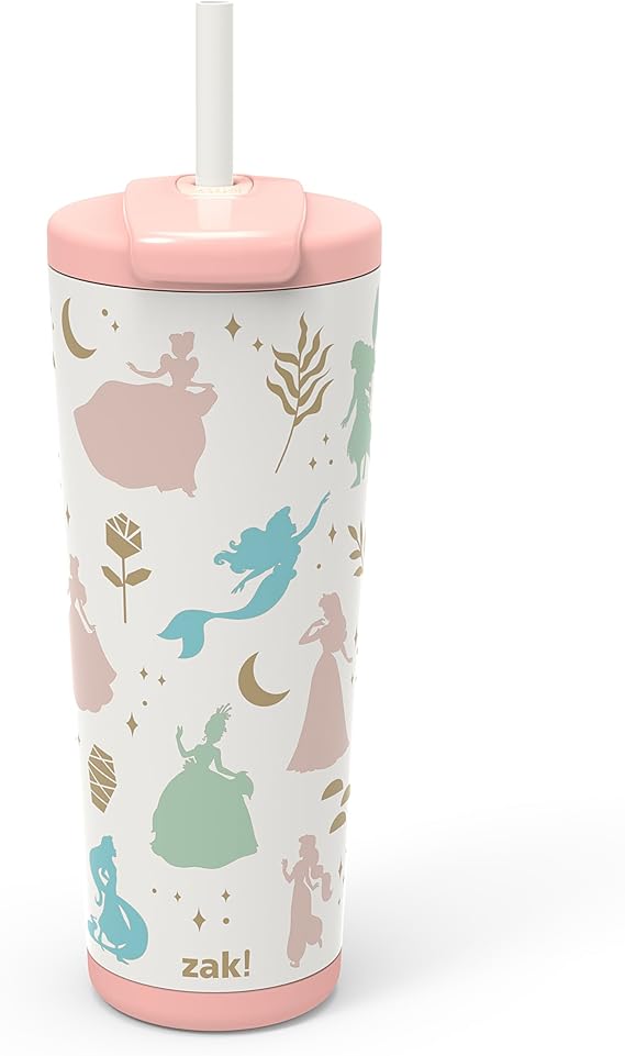 Amazon.com: Zak Designs Disney Princess Straw Tumbler for Travel, 24oz ...