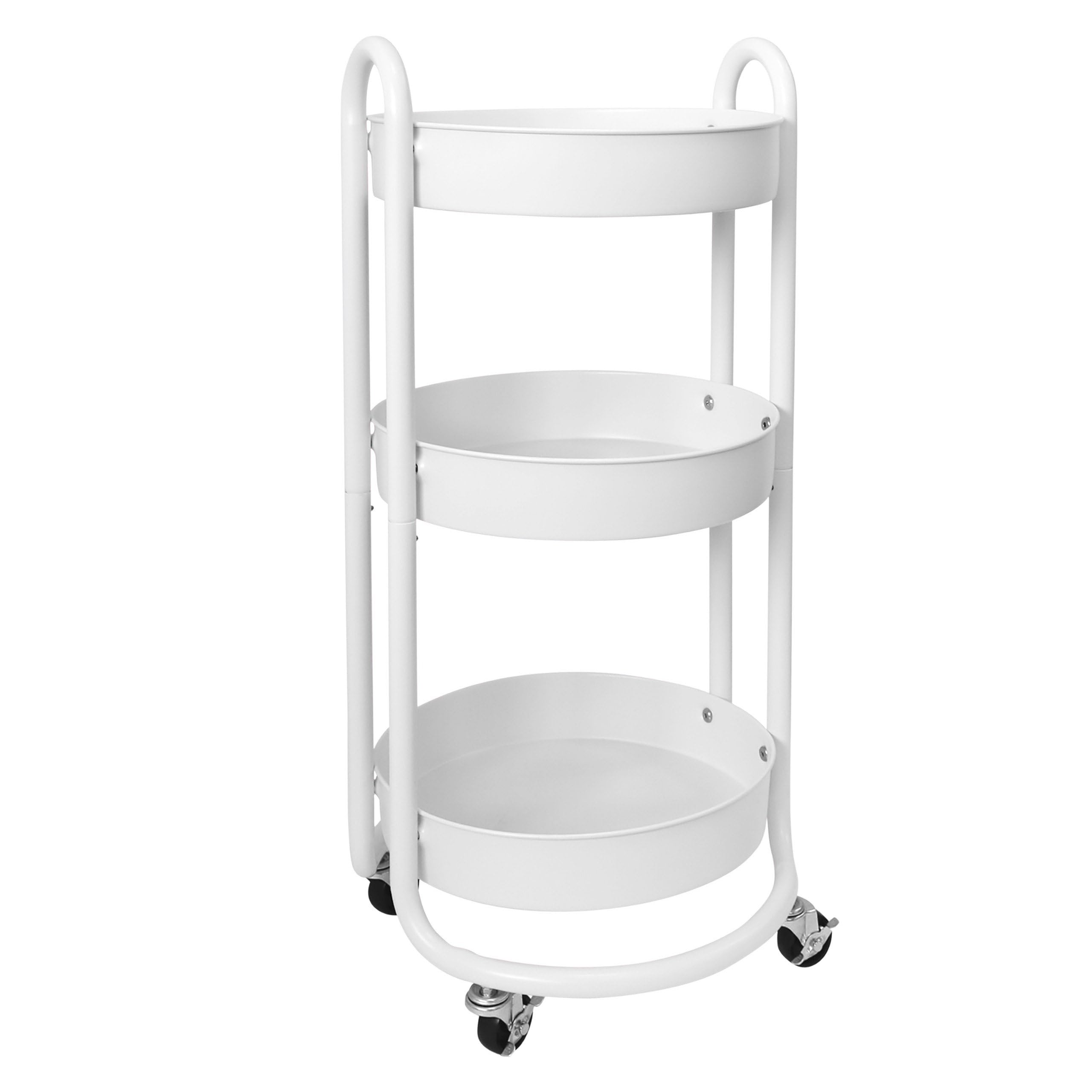 Snapklik.com : Round Rolling Side Table Cart, 3 Tier Metal Utility, 60 ...
