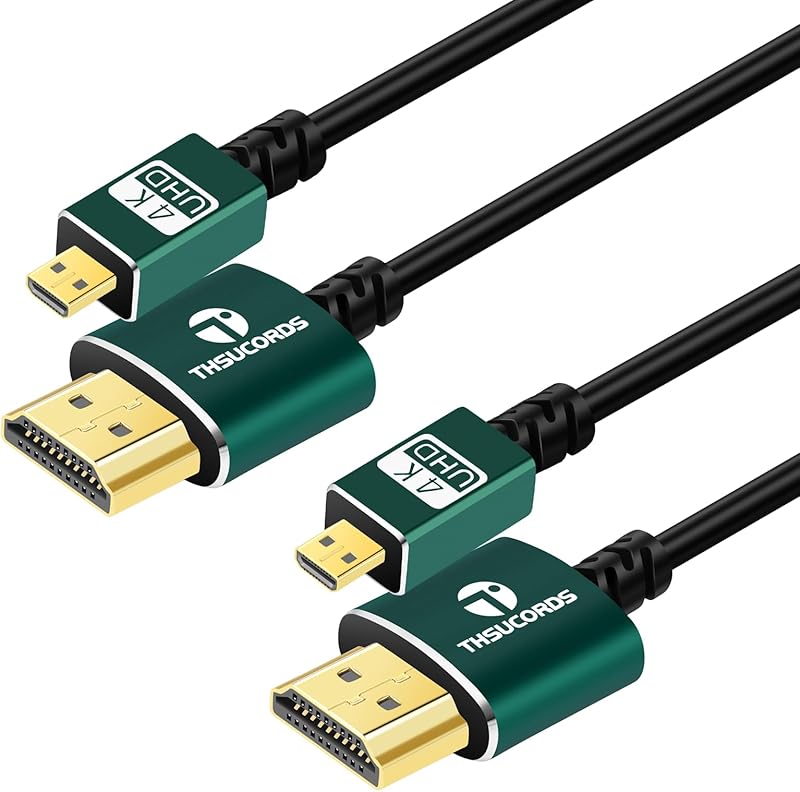 Thin Micro HDMI to HDMI Cable 3.3FT 2Pack, Ultra Slim&Flexible Soft ...