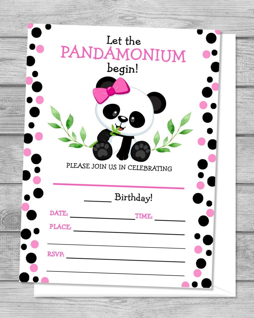 Buy Panda Birthday Party Invitations, Fill In the Blanks, Set Of 20 ...