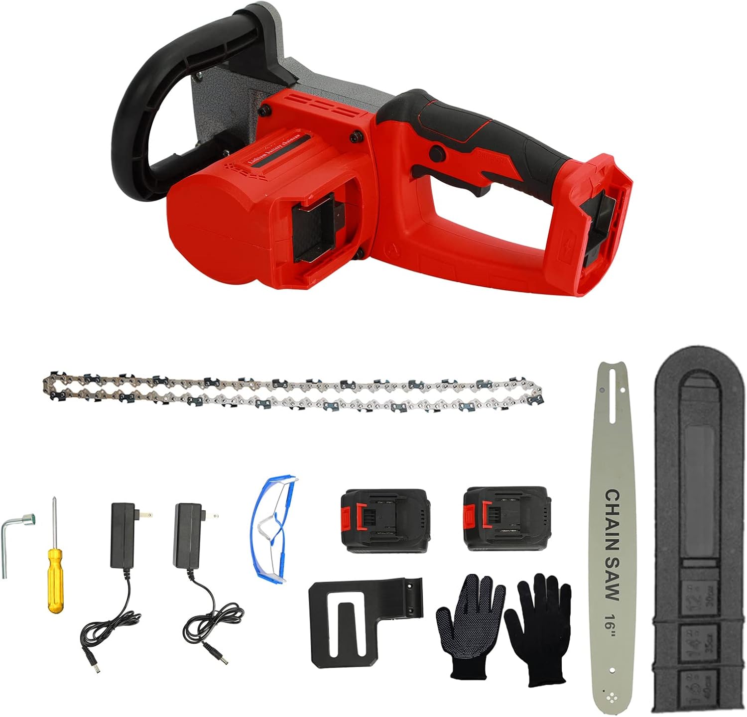 16" Electric Chainsaw Cordless,3800W Powerful Chainsaw Kit with 2 ...