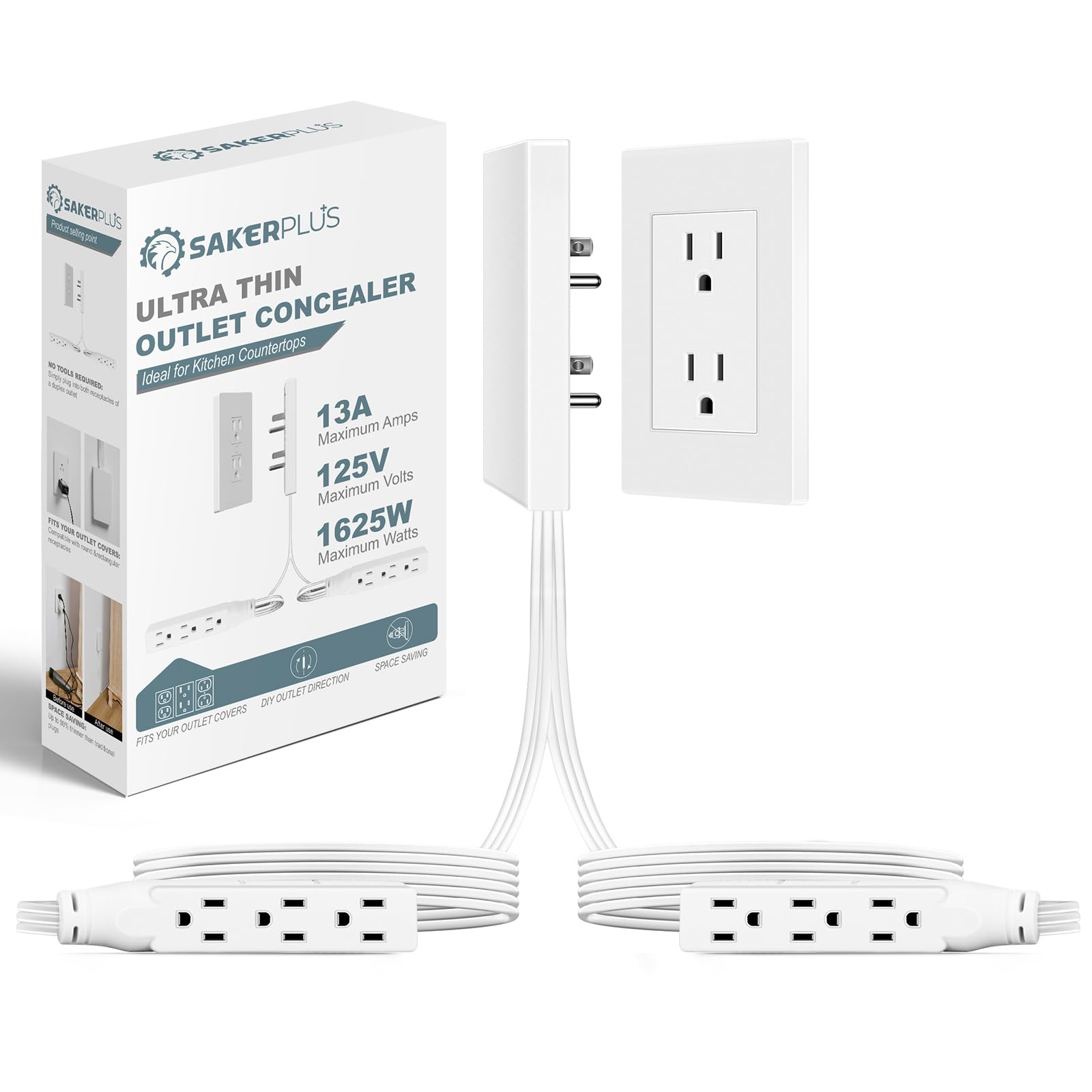 Amazon.com: SakerPlus Outlet Concealer Power Strip-Outlet Cover ...