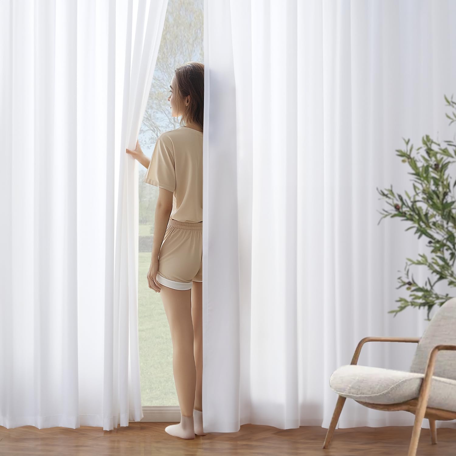 Amazon.com: MIULEE White Privacy Sheer Curtains That Let Light in 96 ...