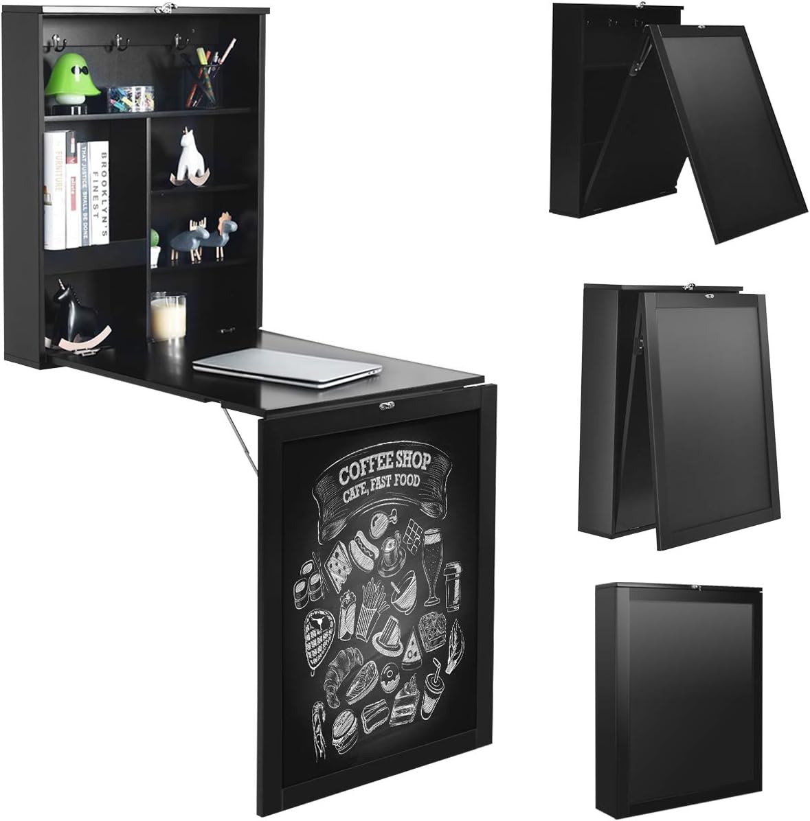 CASART Wall Mounted Computer Desk, Folding Convertible Wall Table with ...