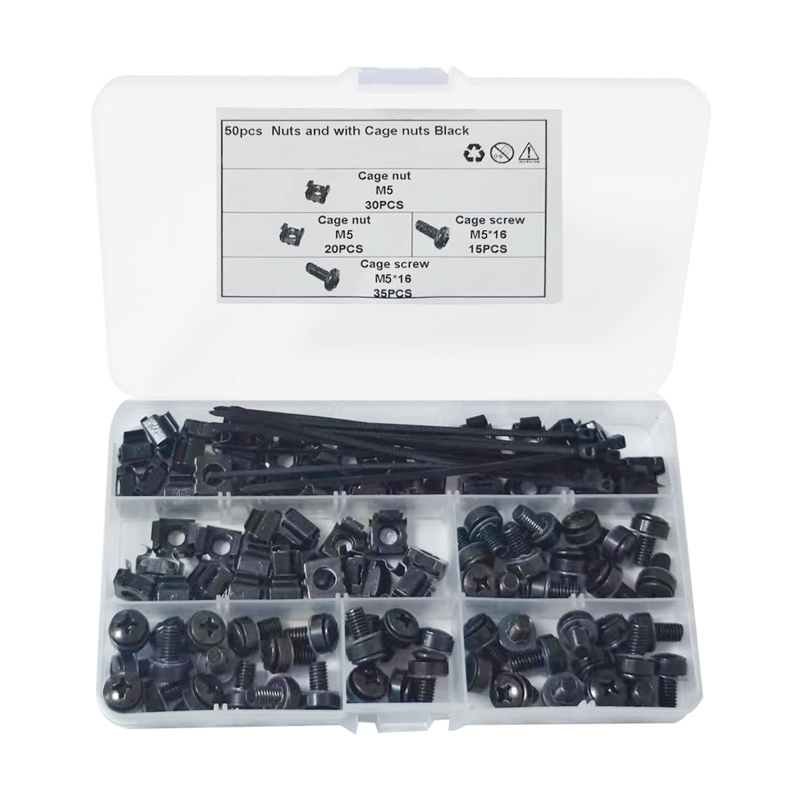Buy M5 x 16mm Rack Mount Cage Nuts, Screws and Washers for Rack Mount ...