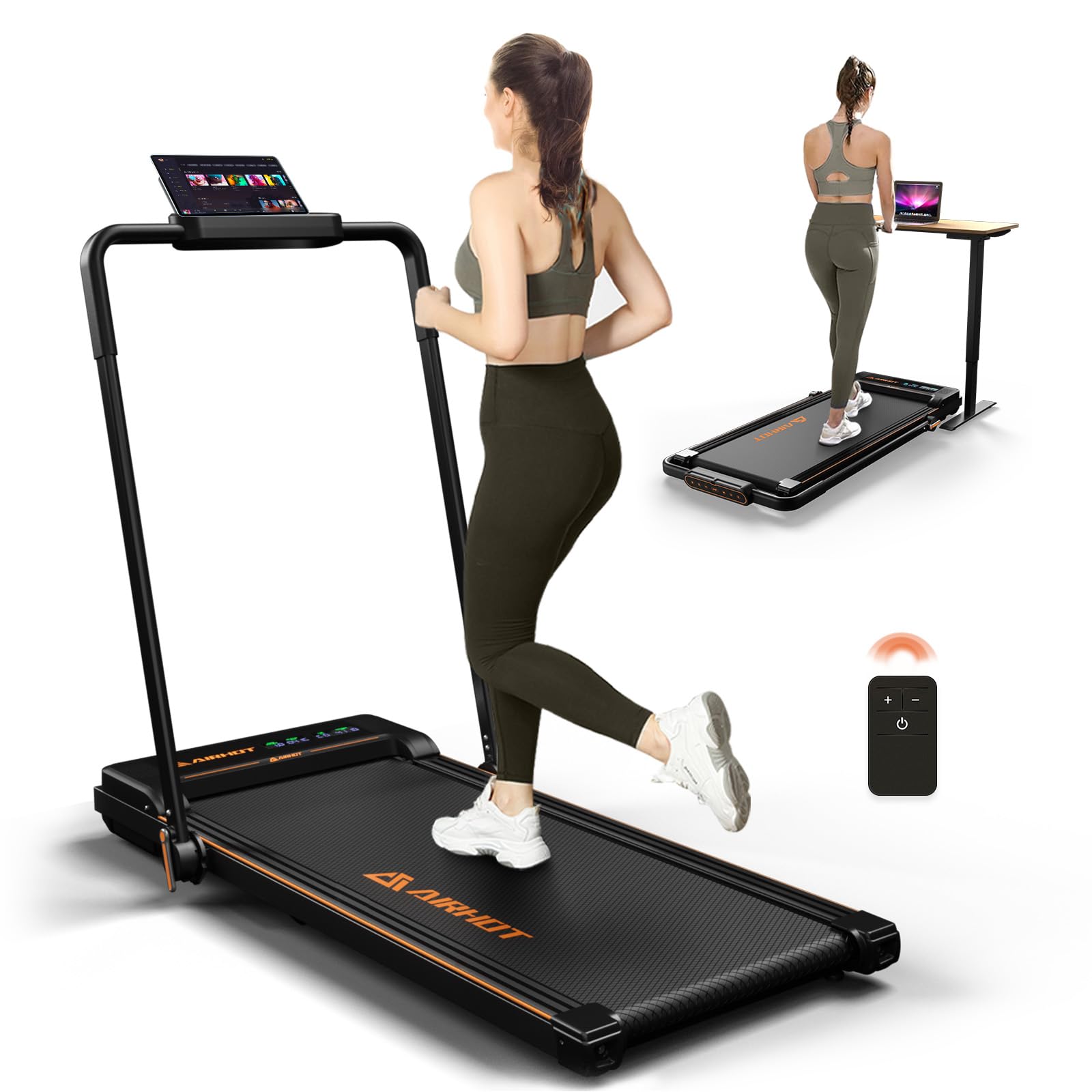 Amazon.com : AIRHOT 2in1 Foldable Treadmill, 2.5HP Motor Walking Pad ...