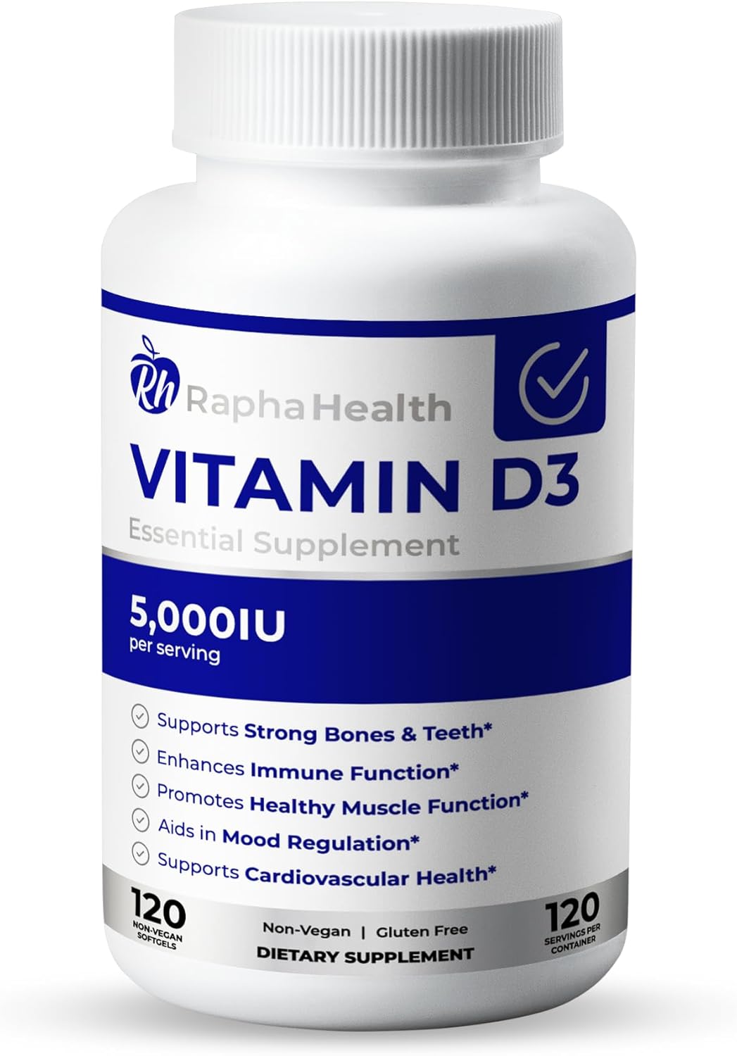 Amazon.com: RAPHA HEALTH - Vitamin D3 High Potency | 5000 IU for Immune, Bone, and ...