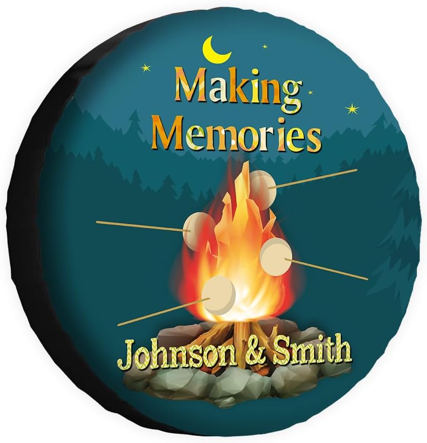 Amazon.com: Cafetime Making Memories Spare Tire Cover Camping Trailer Custom Couple Names Wheel ...