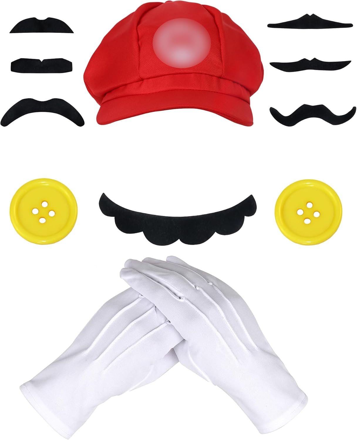 Amazon.com: Cosrea Plumber Hat for Adult Cap Mustaches Gloves Buttons ...