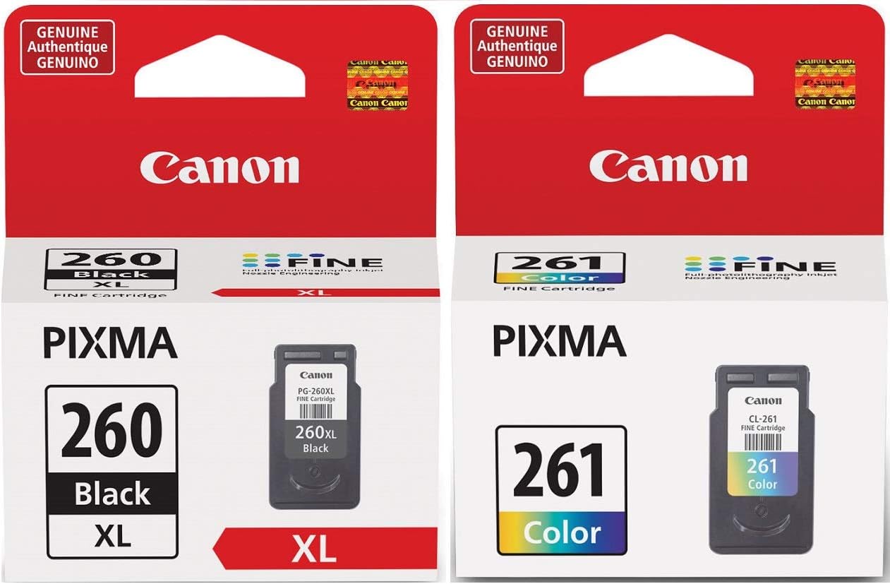 Canon PG-260 XL Black Ink Cartridge + CL-261 Color Ink Cartridge ...