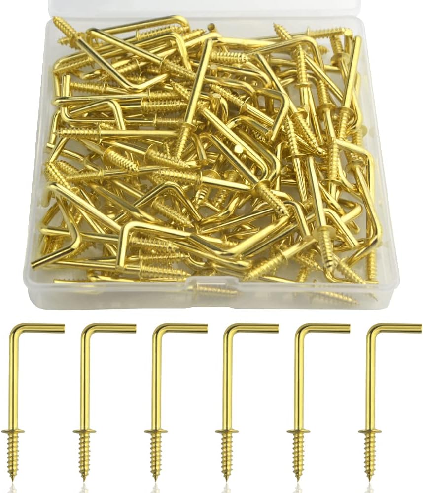Amazon.com: LEONTOOL 100 PCS Right Angle Screws Hook 1 Inch 7-Shaped ...