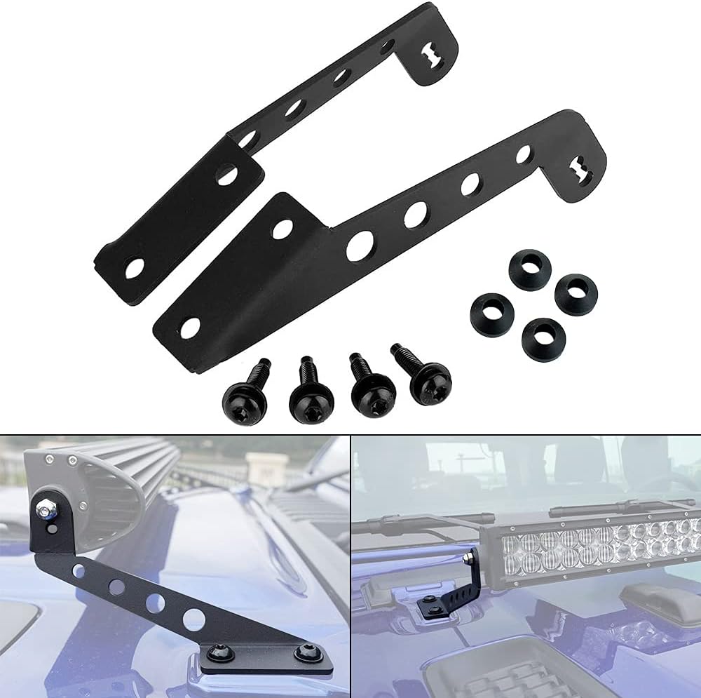 Amazon.com: JL Hood Hinge Mounted Light Bar Brackets for 32" LED Lights ...