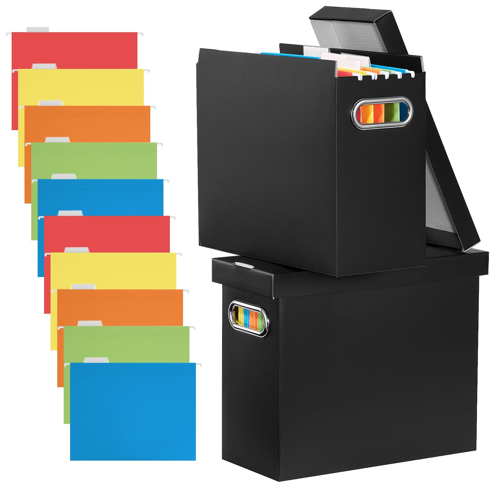 Amazon.com: Oterri 2 Packs File Organizer Boxes with Lips and 10 ...