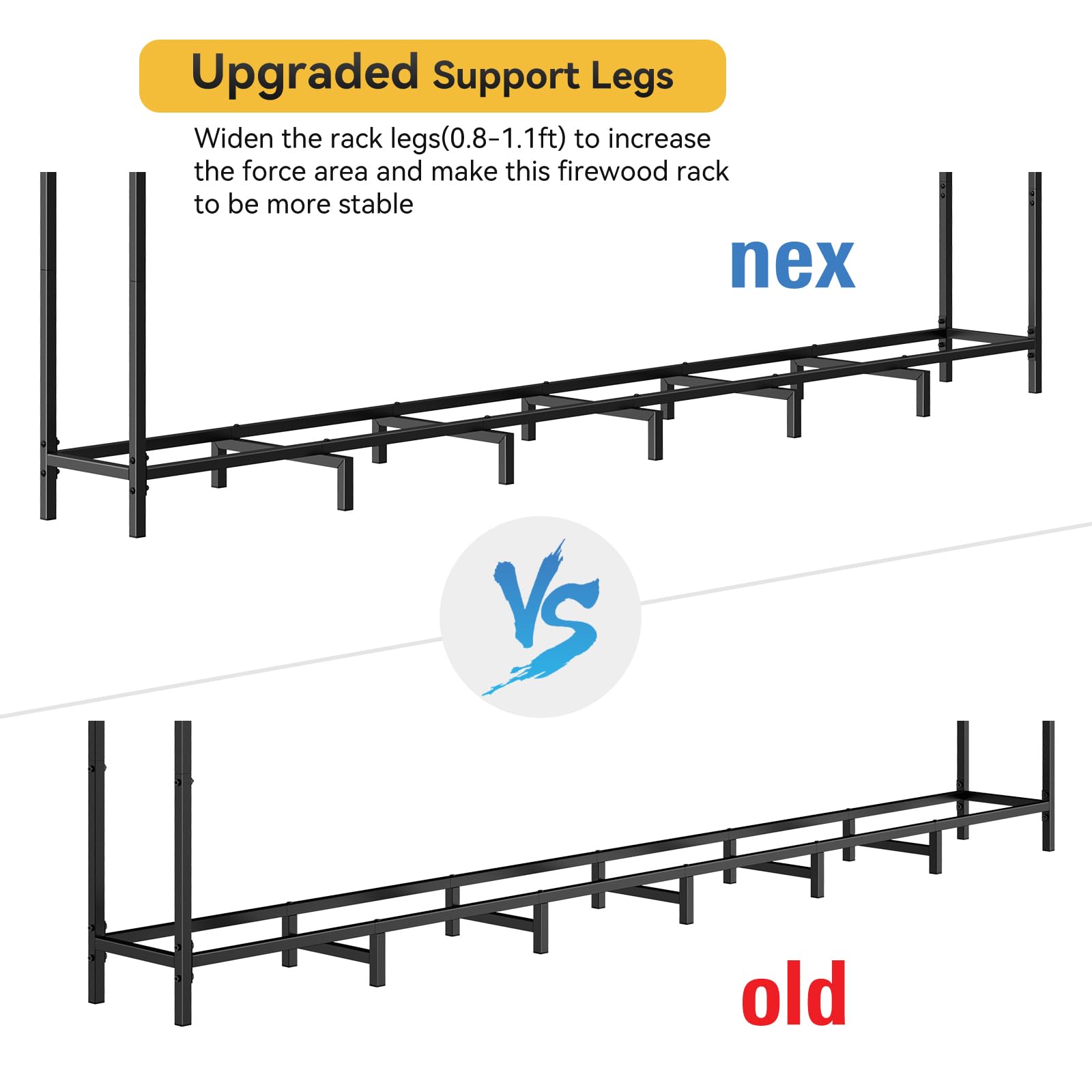 NANANARDOSO 5.3ft Firewood Rack Outdoor Firewood Holder for Fireplace ...