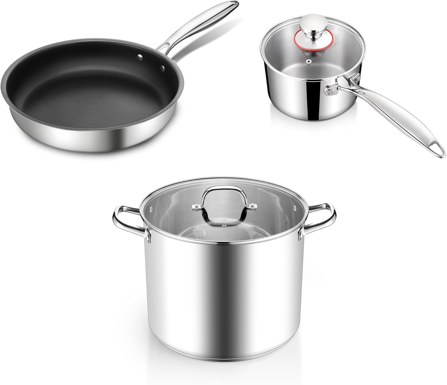 Amazon.com: Homikit 16 Quart Stock Pot & 1 Quart Saucepan & 10 Inch Non ...
