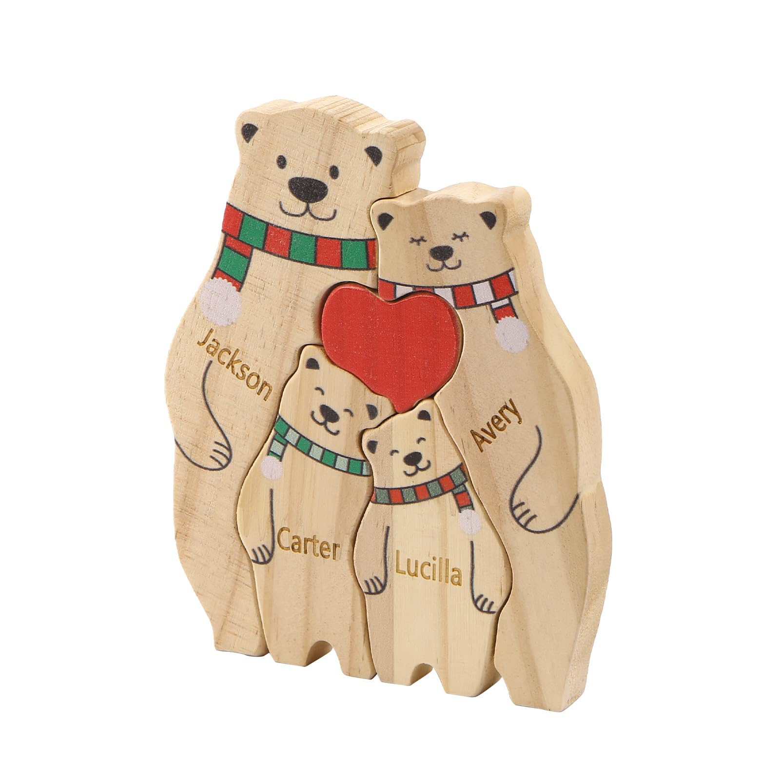 Amazon.com: Wooden Bear Family Puzzle with Names - Personalized Bear ...
