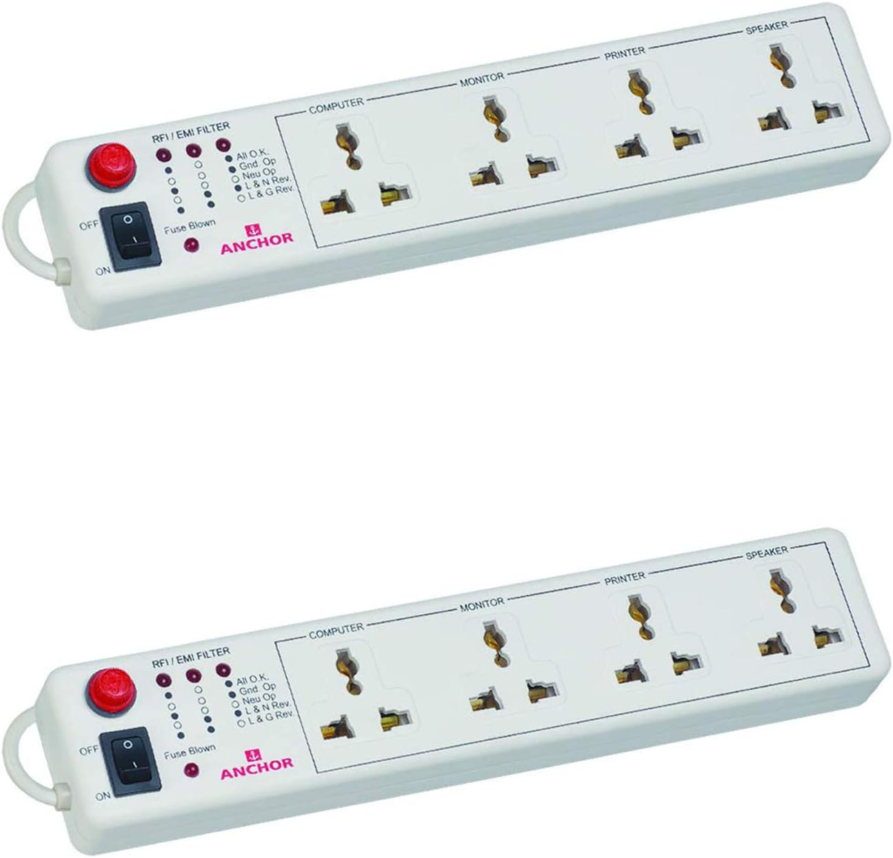 Anchor by Panasonic 4 Way 6A International Socket with Single Switch ...