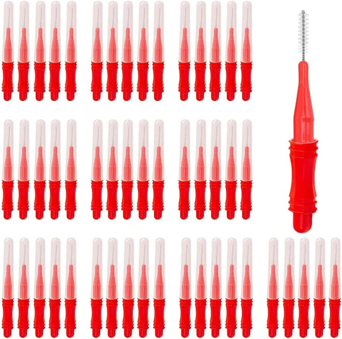 Interdental Brushes Red, Fewlew 50 Brushes Tooth Cleaning Brush Plastic ...