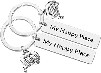 Amazon.com: My Happy Place Keychain Happy Camper RV Keychain Camping ...