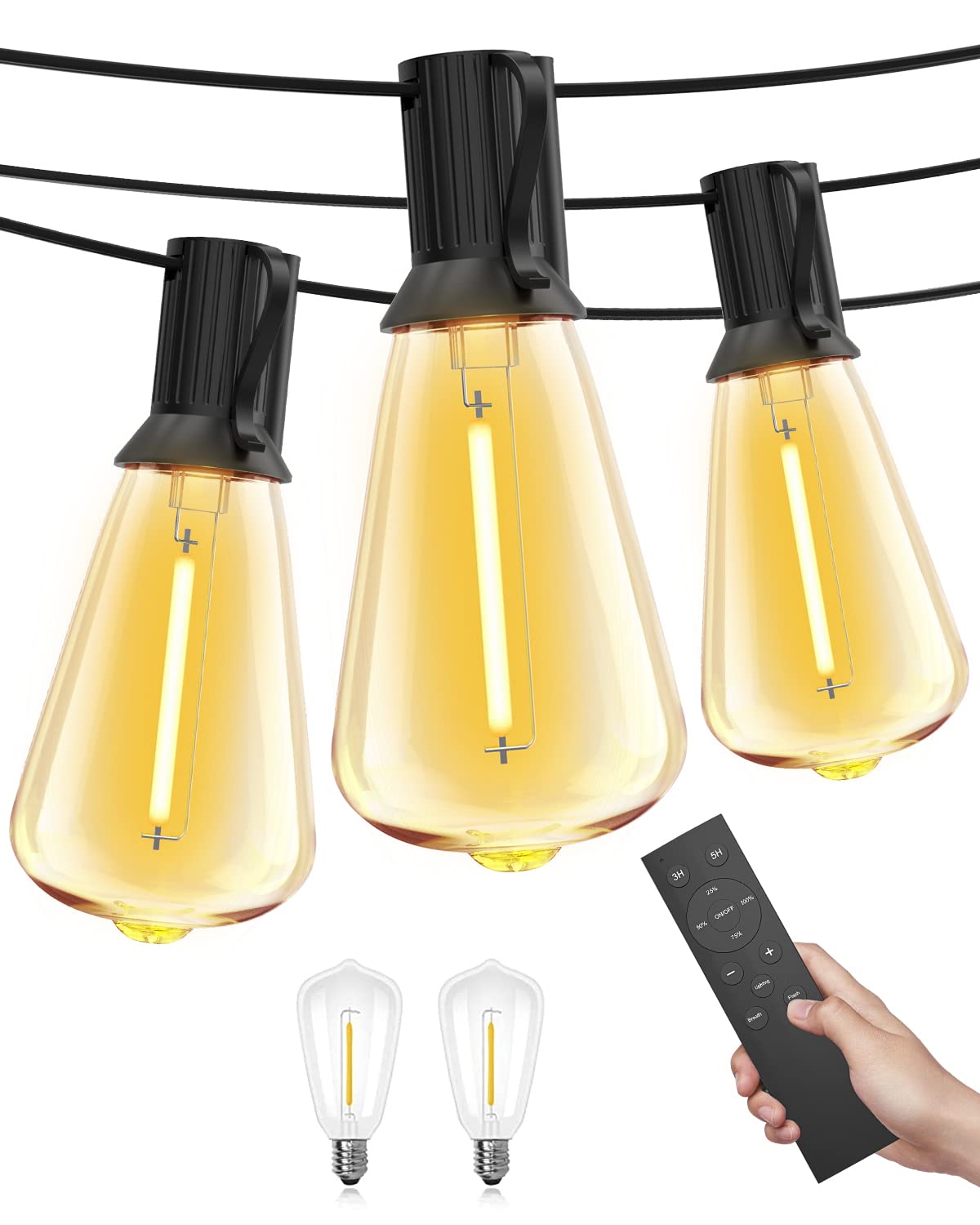 doopo Outdoor String Lights with Remote, 100FT Patio Lights Waterproof ...