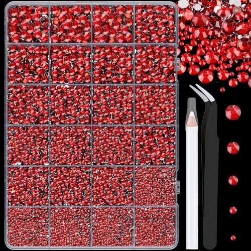 Amazon.com: 25000Pcs Resin Rhinestones for Crafting, Red 2-6mm Mixed ...