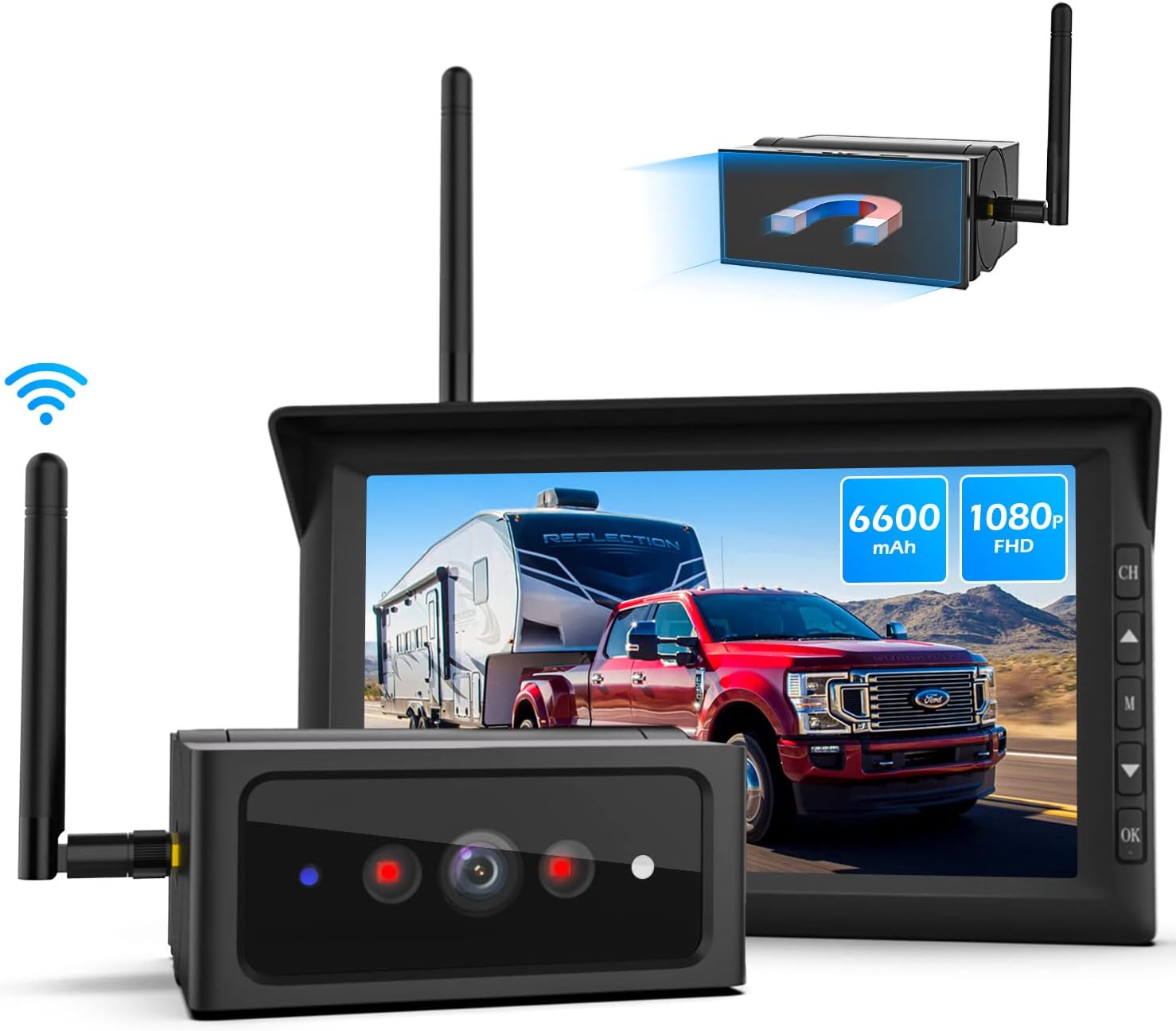 Amazon.com: Magnetic Solar Wireless Backup Camera 7" Monitor System ...
