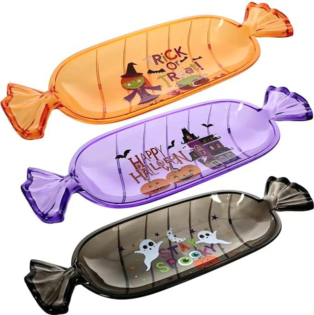 Amazon.com: Plastic Halloween Serving Trays, Candy Shaped Serving Trays ...