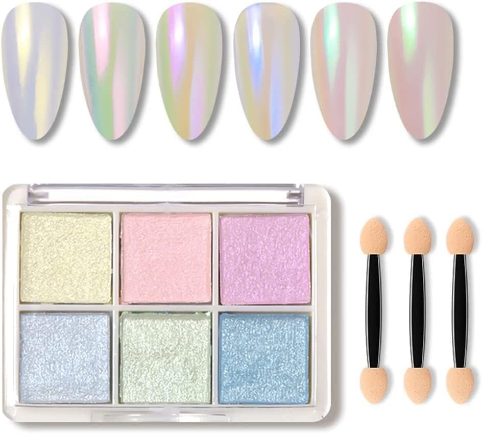 Amazon.com: 6 Colors Chrome Nail Powder, Mermaid Neon Nail Art Pigment ...