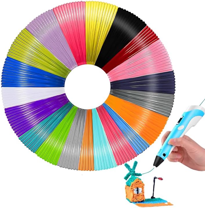 YhuiCxir 3D Pen Filament Refills, 20 Colors 1.75mm PLA Threads, Each Color 5 Metres,Total 100 ...