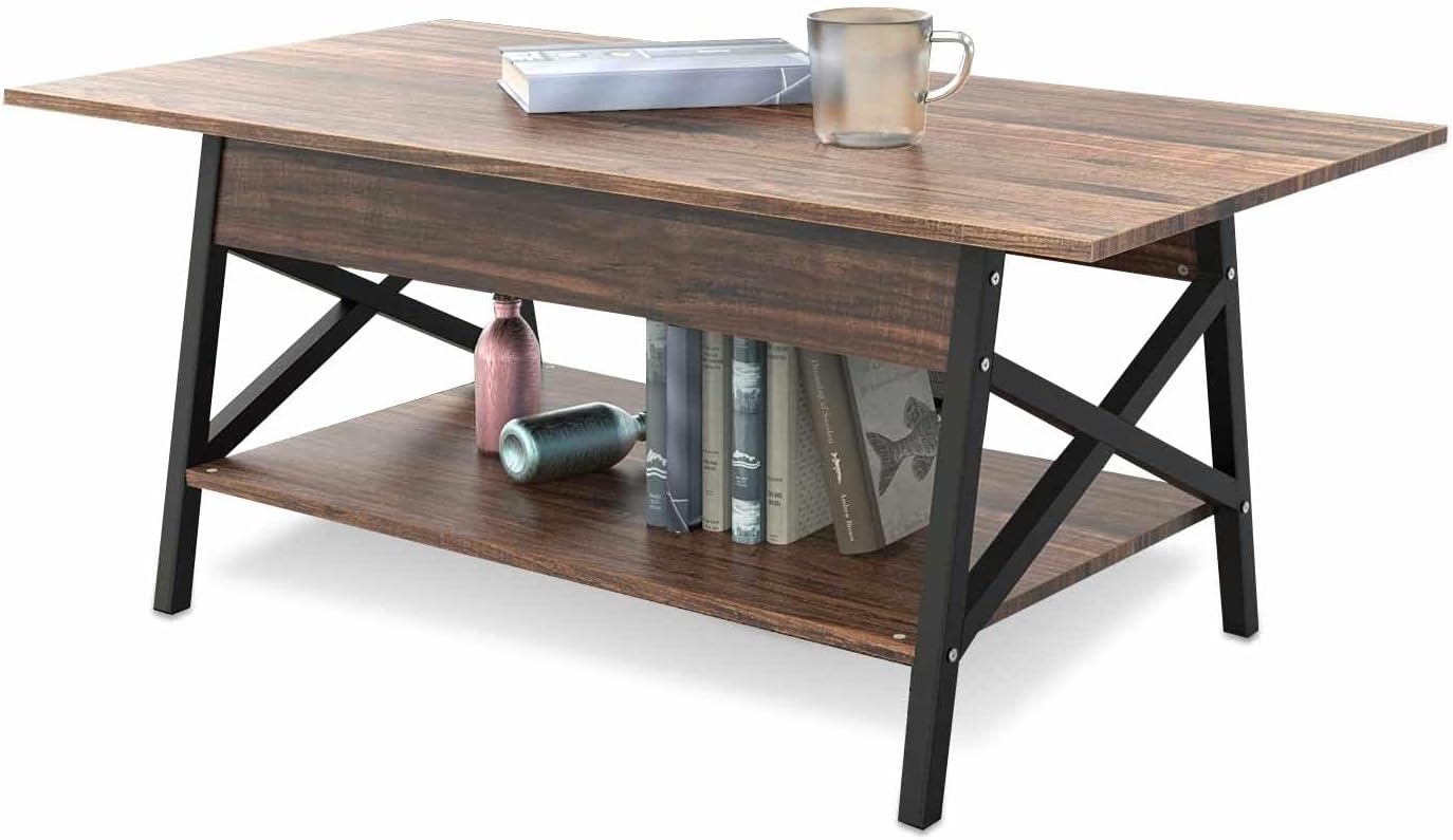 Amazon.com: Yesker Farmhouse Coffee Table, Industrial Rustic Coffee ...