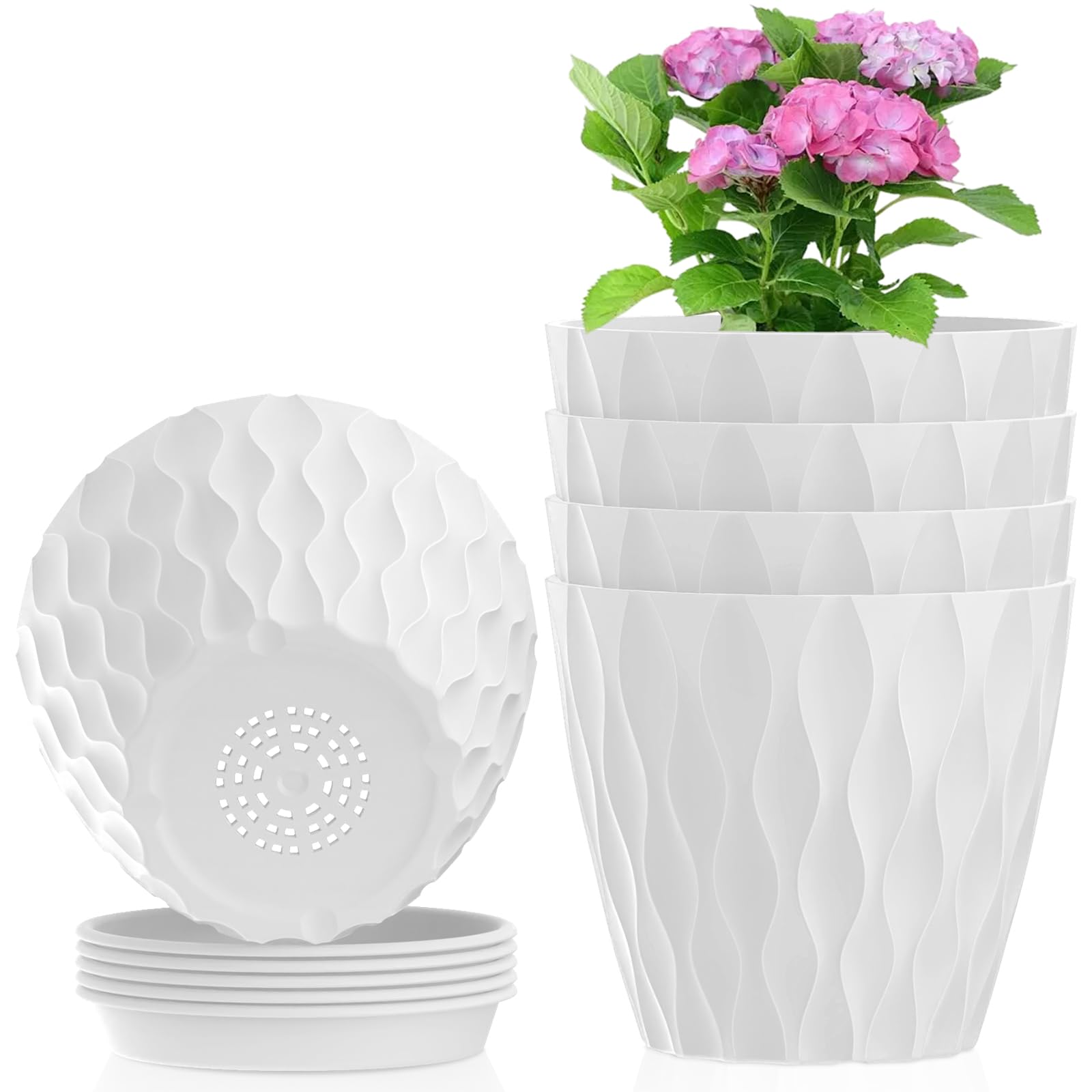 Snapklik.com : Meowell 6 Inch Flower Pots, 5 Pack Plant Pots For Indoor ...