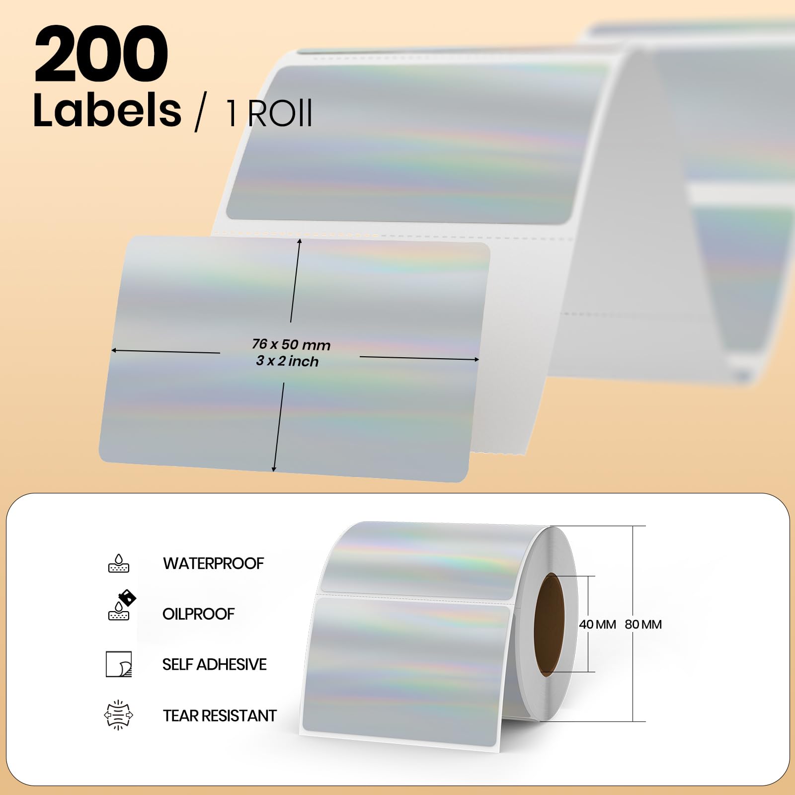 Snapklik.com : Silver Thermal Labels Vinyl 2 3 Inch Self-Adhesive ...