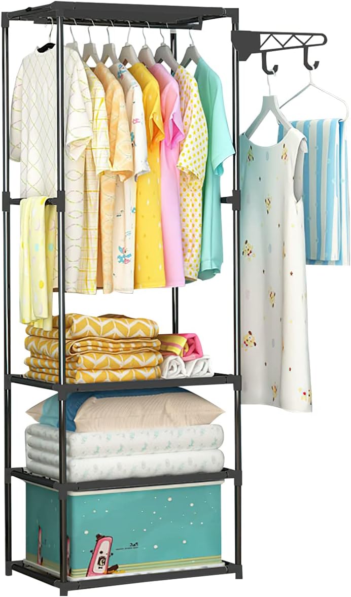 LINEVEO Closet Armable, Rack para Ropa con 2 Estantes, Perchero para ...