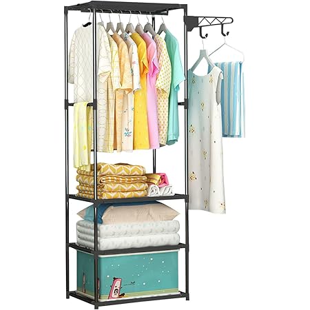 LINEVEO Closet Armable, Rack para Ropa con 2 Estantes, Perchero para ...