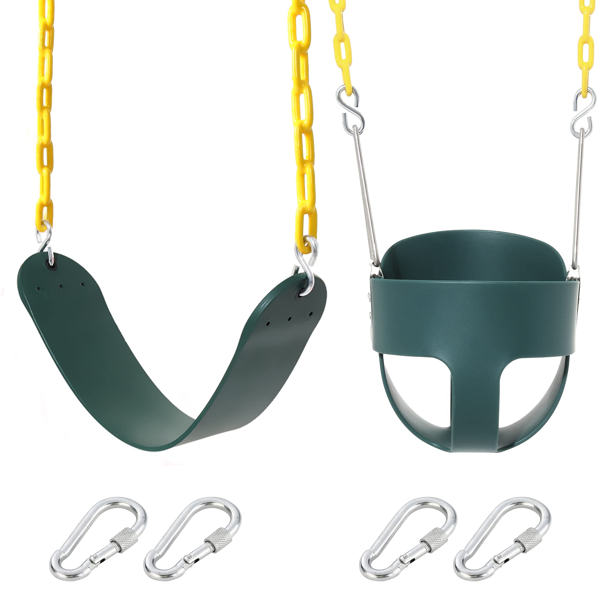 Amazon.com: Green Swing Set - Toddler High Back Full Bucket Swing ...