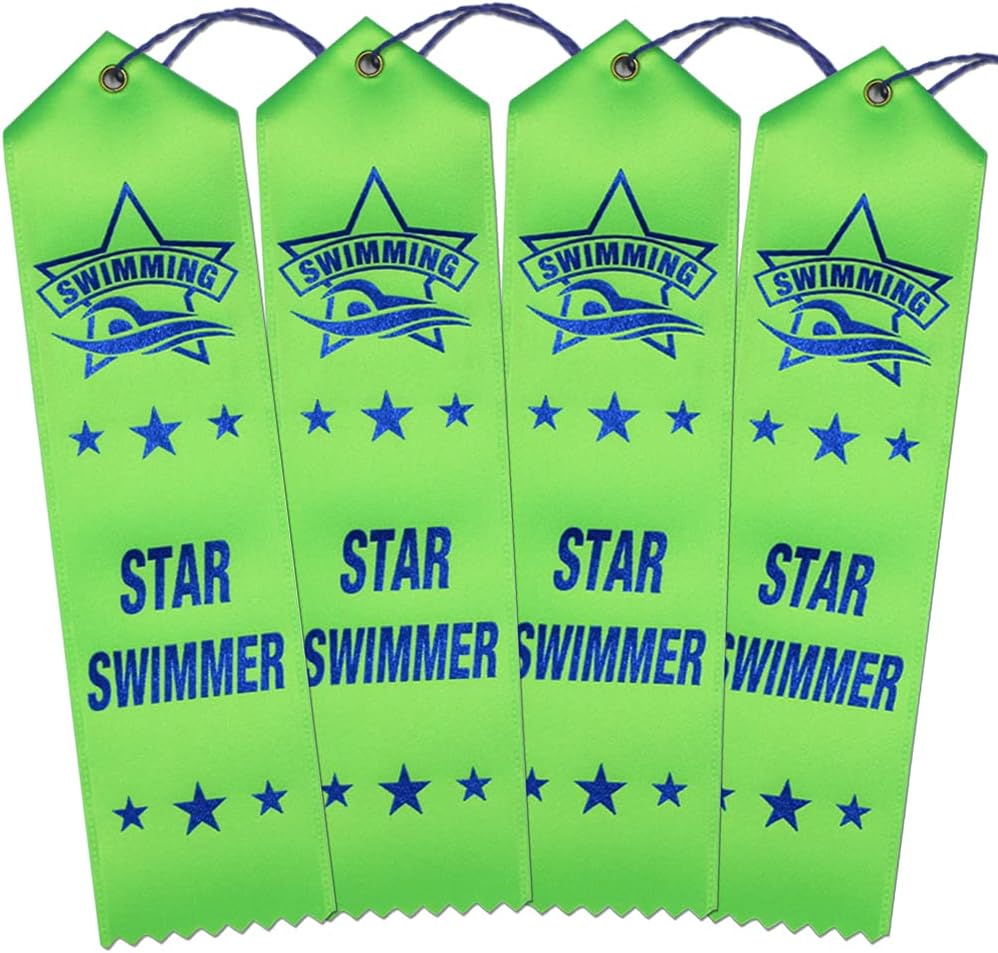 Amazon.com: RibbonsNow Swimming Star Swimmer Ribbons – 100 Hot Green ...