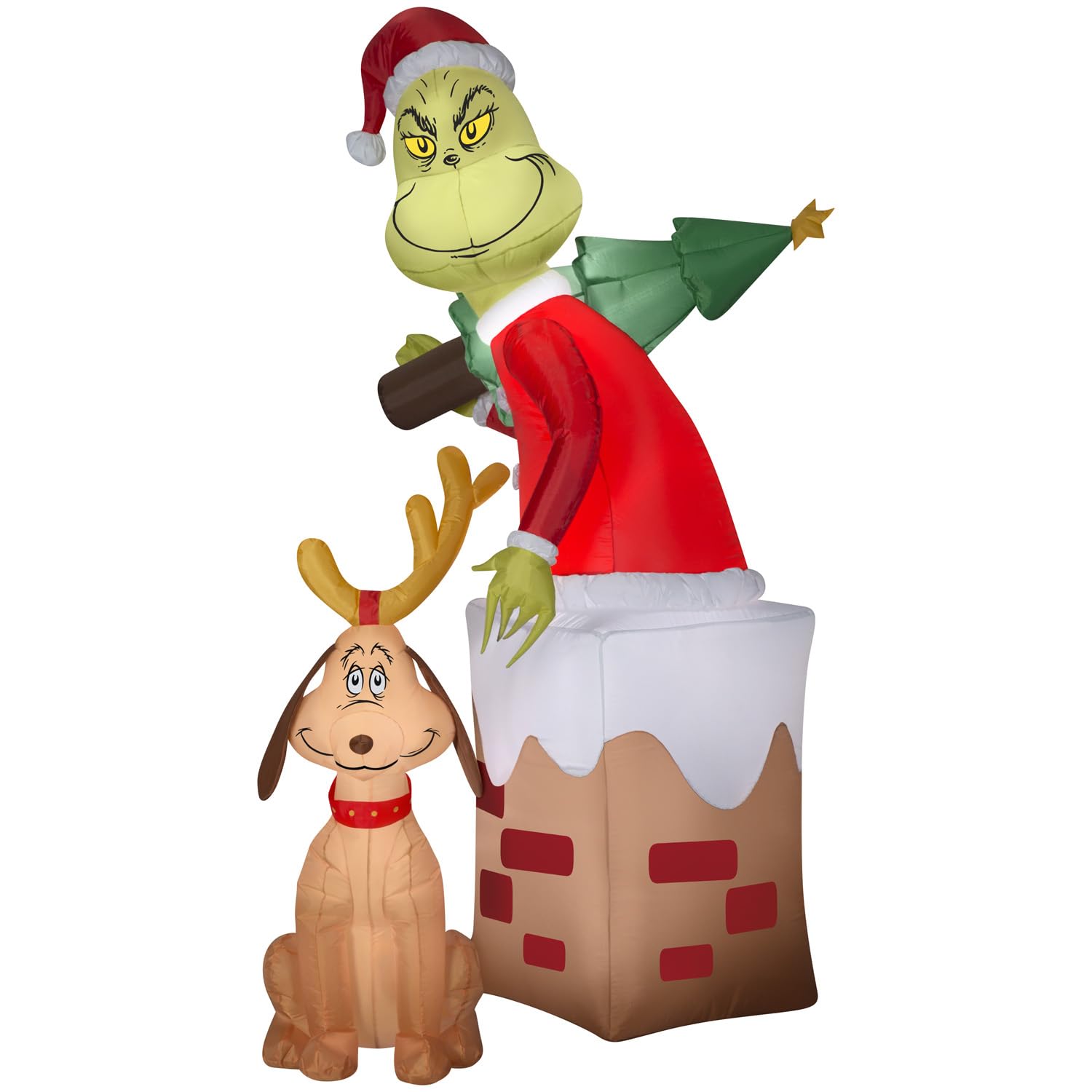 Amazon.com: Gemmy Christmas Inflatable Grinch and Max Chimney Scene, 5. ...